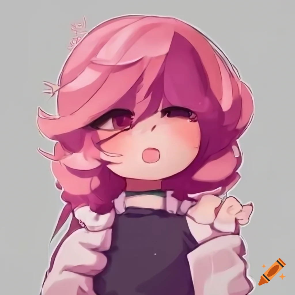 Chibi anime character with light pink hair on Craiyon