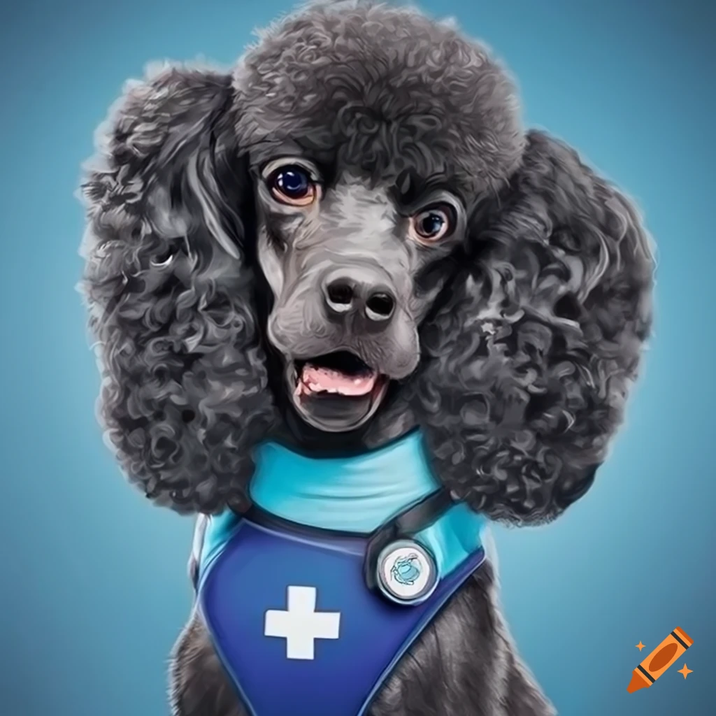 Cute french poodle in a space suit on Craiyon
