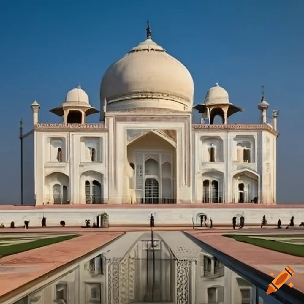 Frontal view of a Mughal Mahal White House on Craiyon