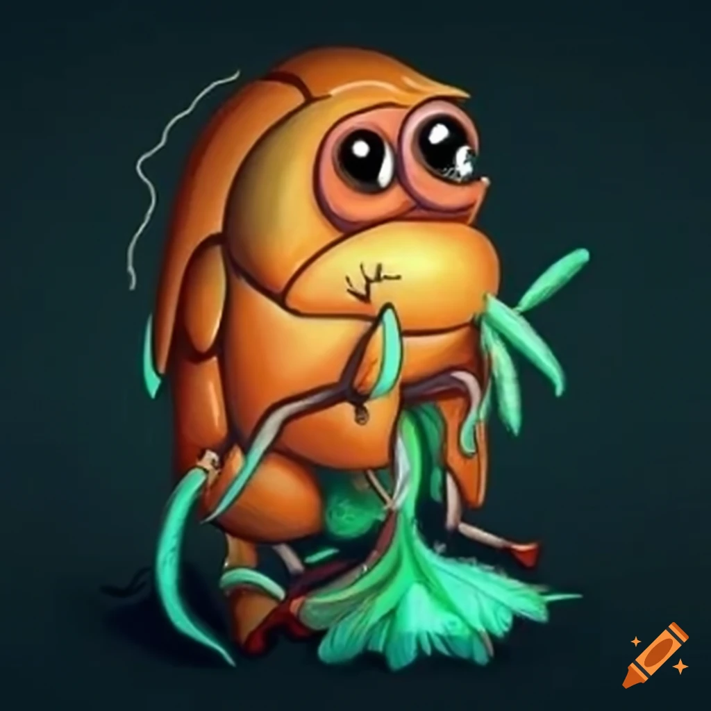 Cartoon beetle smoking on Craiyon