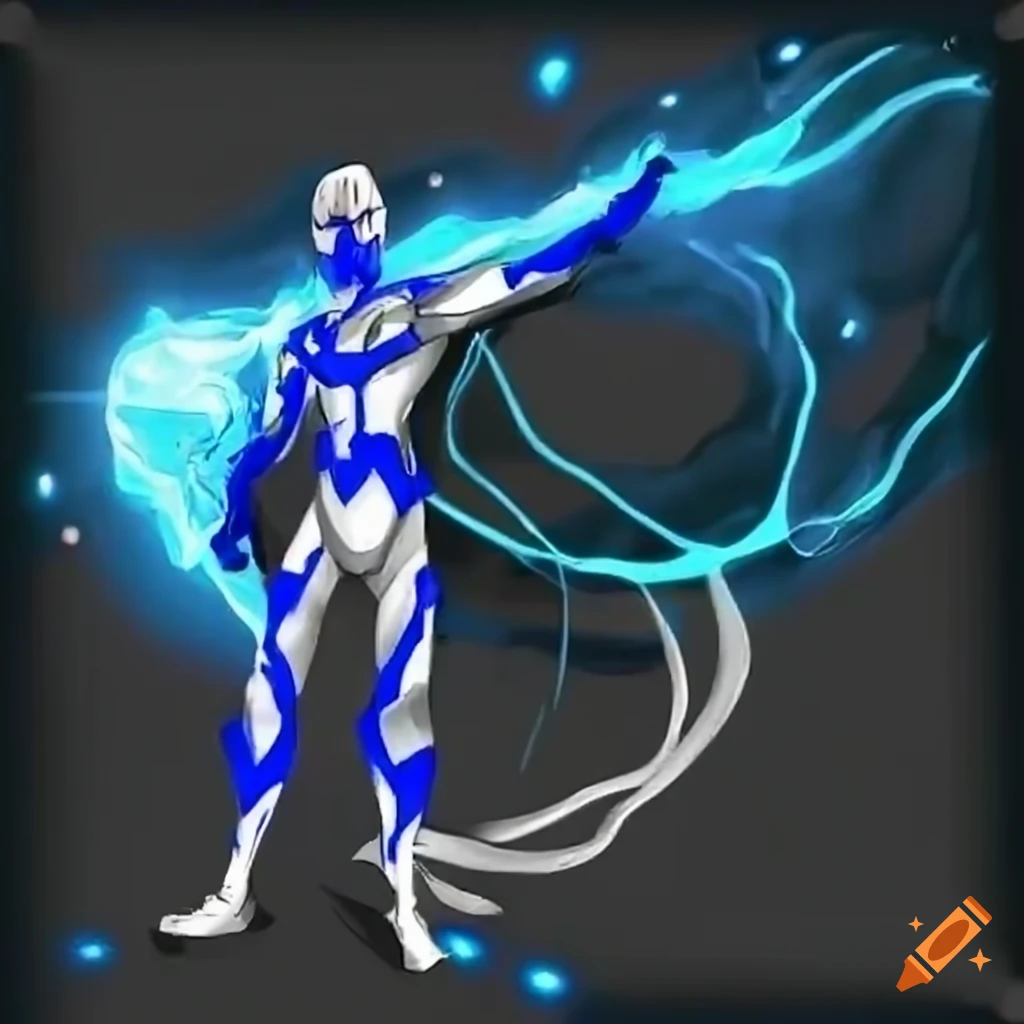 Blue superhero with magnetic powers on Craiyon