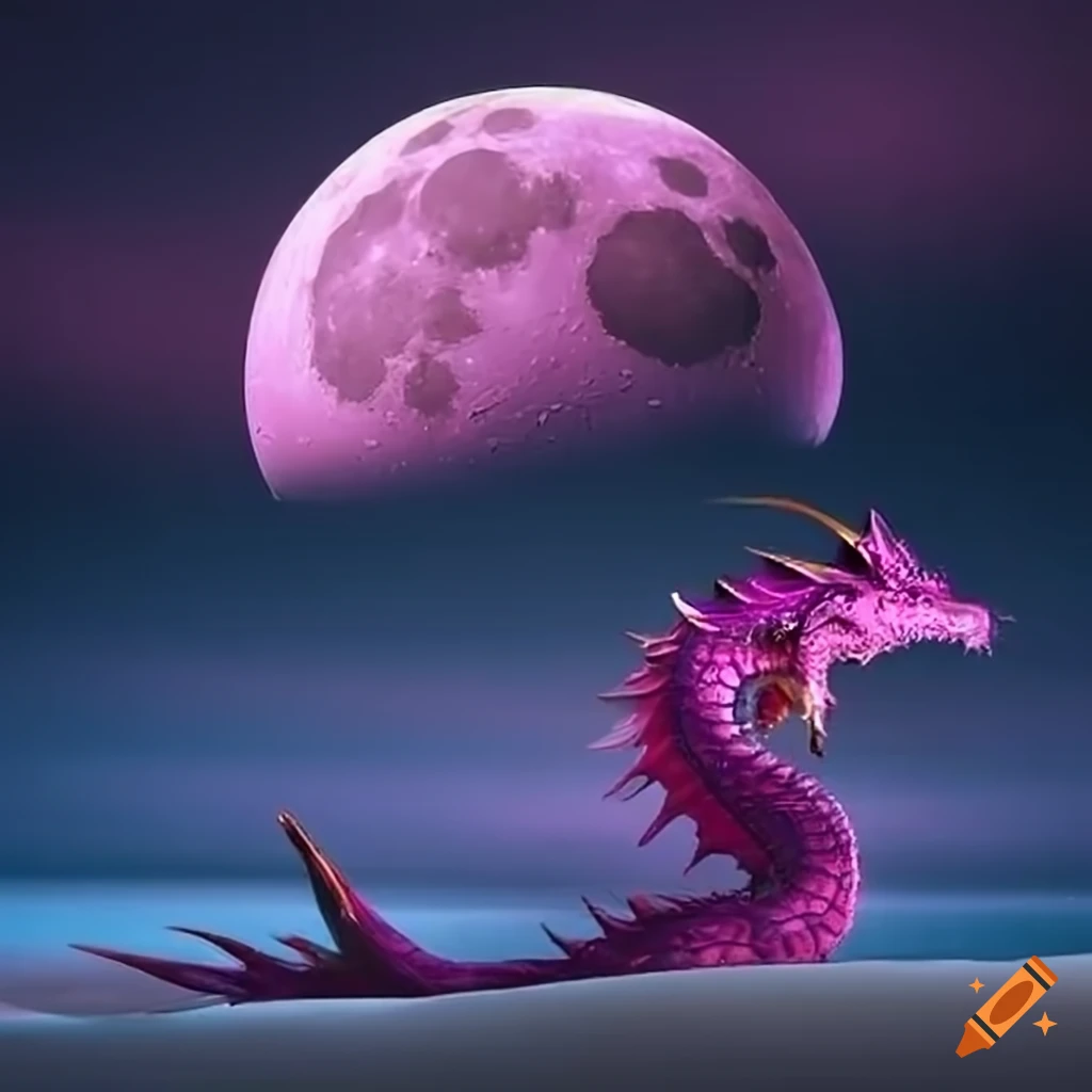 Pink dragon on the moon