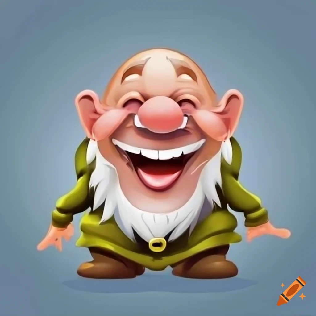 Cartoon image of a laughing dwarf on Craiyon