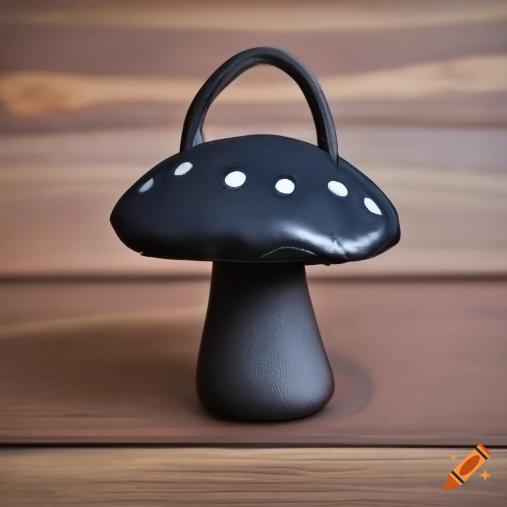 Stylish mushroom shaped handbag on a table