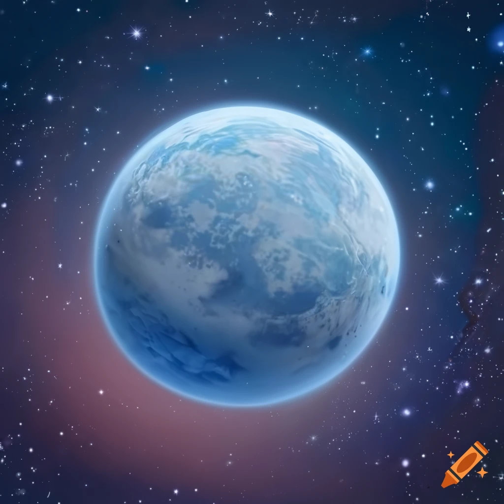 Starry sky with a snow-covered planet on Craiyon