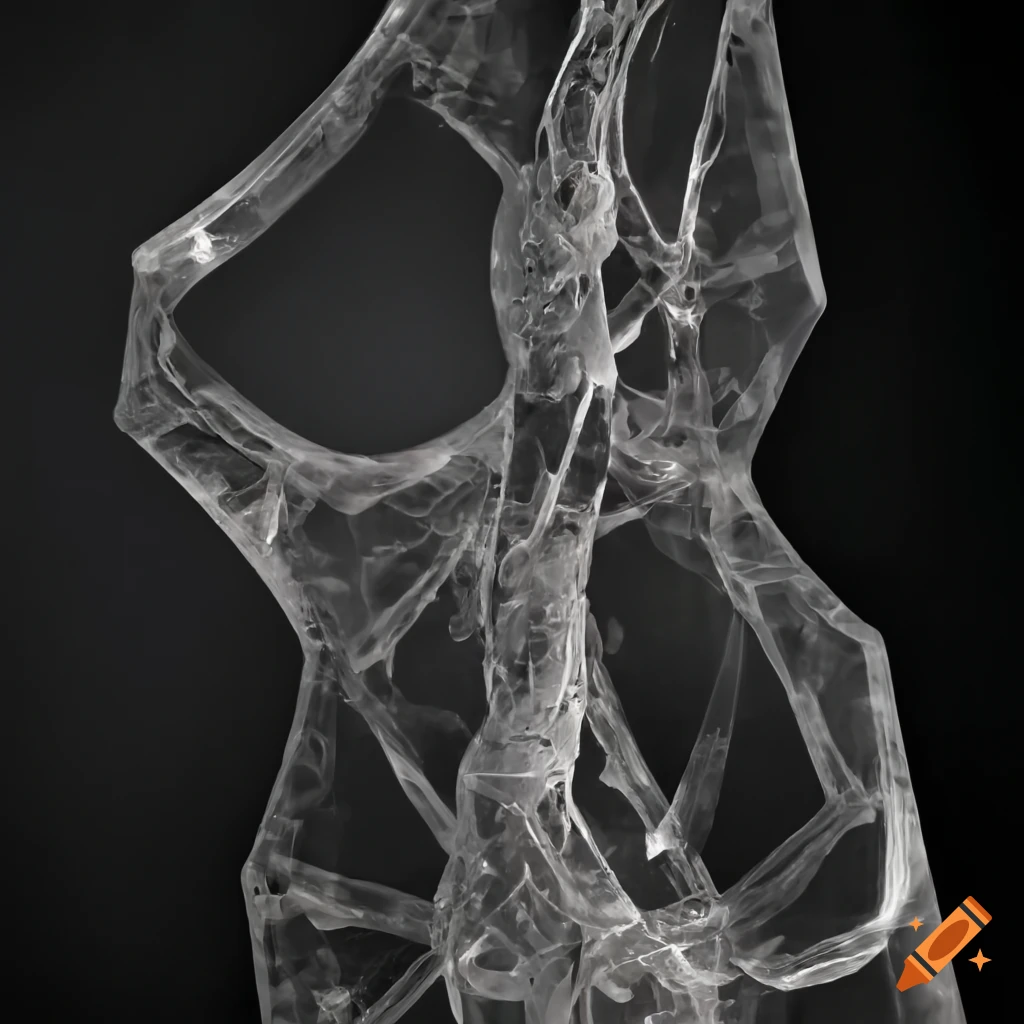 Semi-transparent organic sculpture with crystalline protrusions on Craiyon