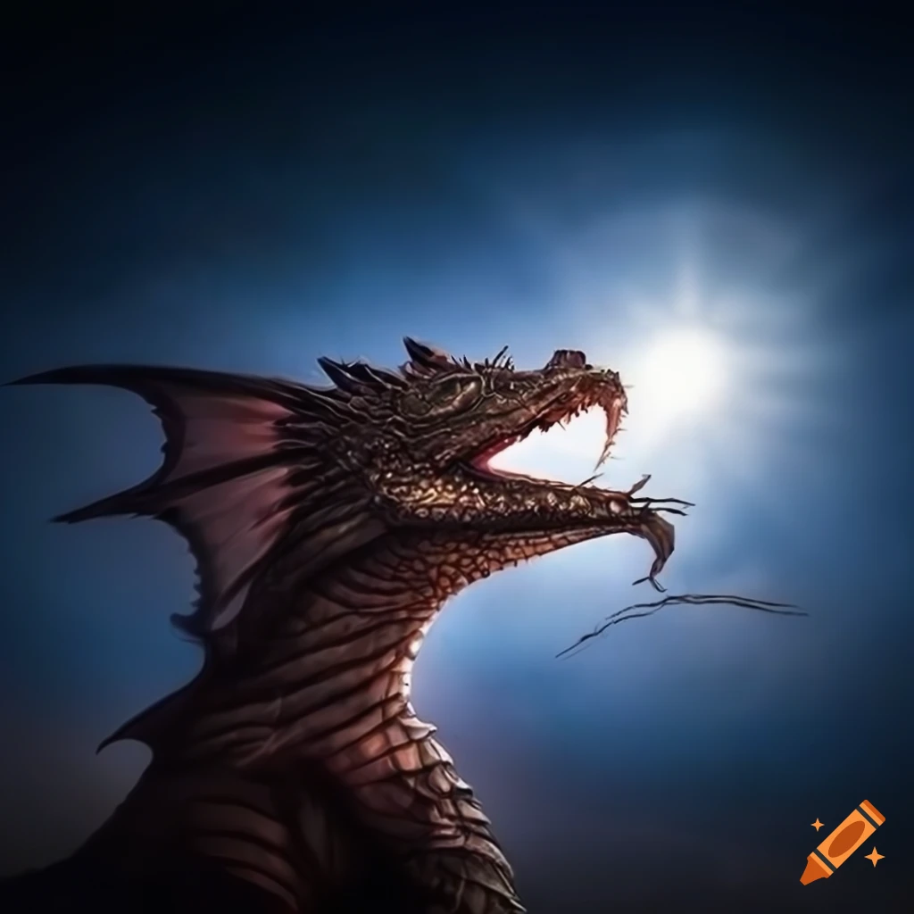 Realistic digital art of a mythical dragon in flight on Craiyon