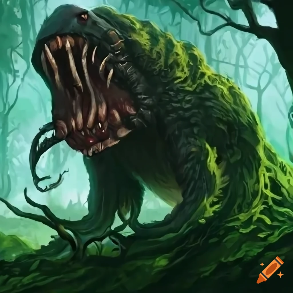 Image of a massive wurm creature in a forest on Craiyon