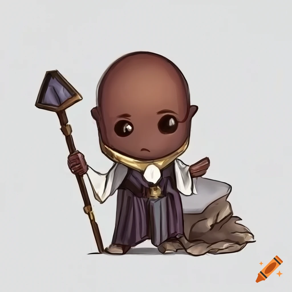 Chibi priest with a shovel