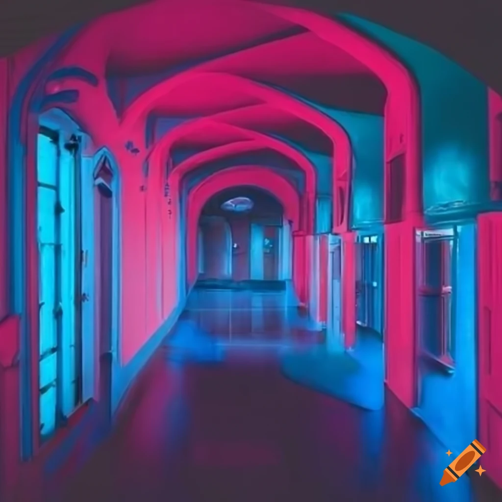 Hyper realistic interior of a neon school on Craiyon