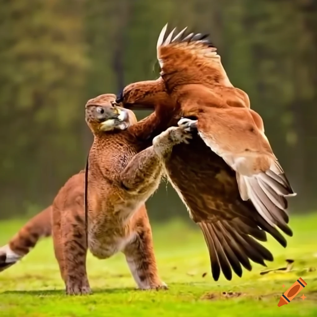Cougar and eagle in fierce battle on Craiyon