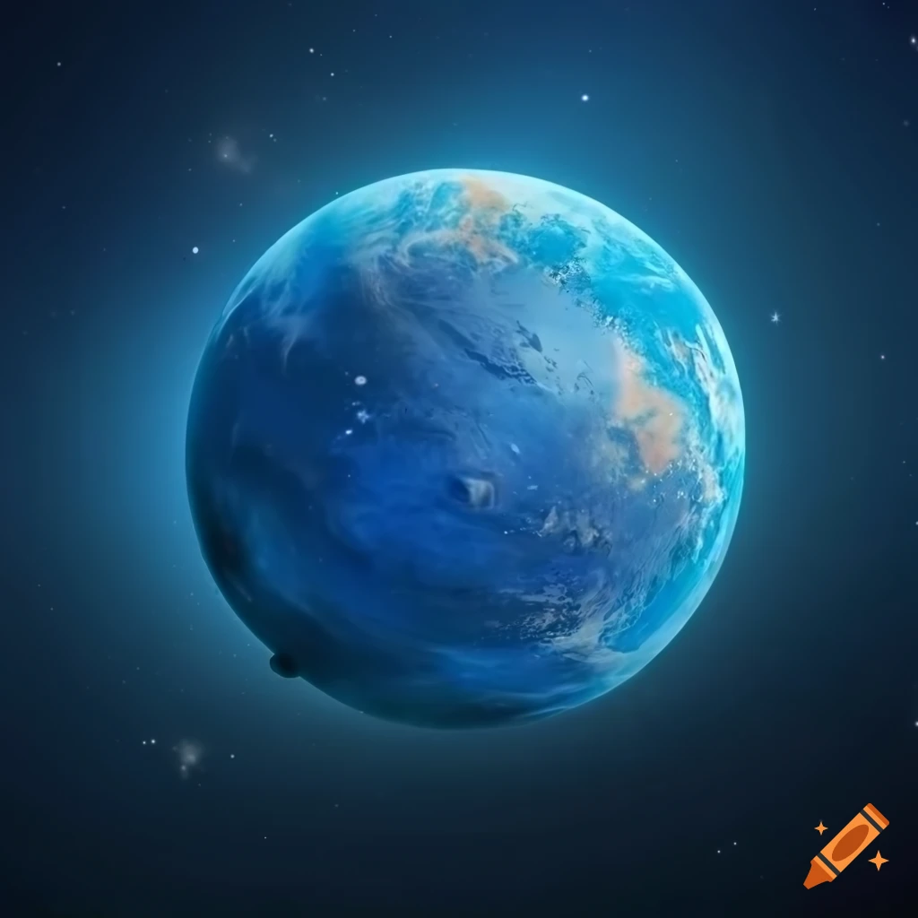 Ein planet aus eis im nebel on Craiyon
