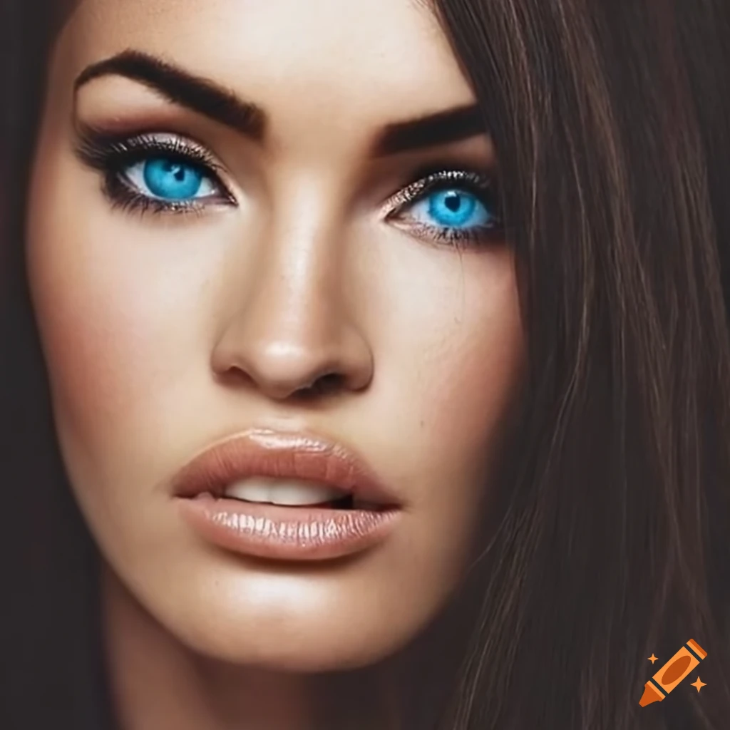 Portrait of a beautiful woman with tan skin and blue eyes on Craiyon