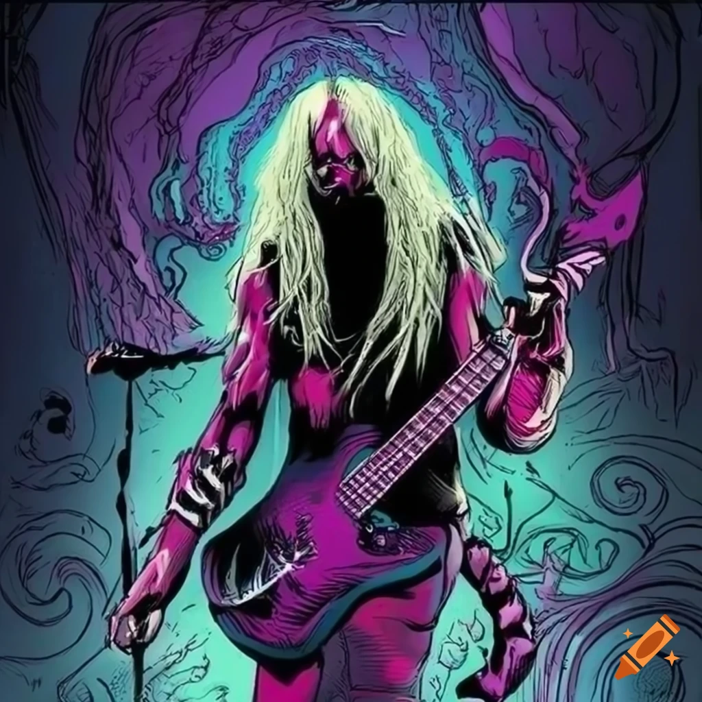 Psycodelic comic art with heavy metal vibe on Craiyon