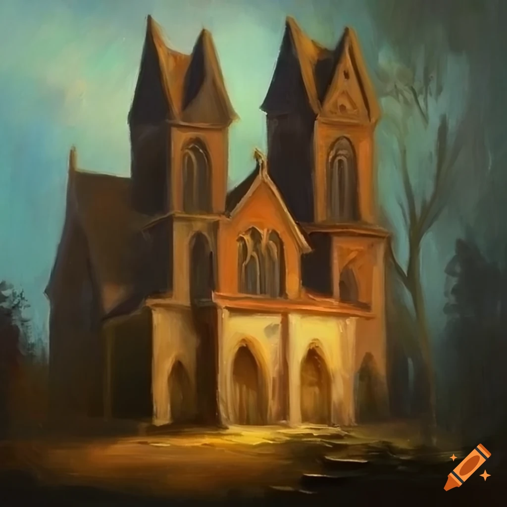 18th century-style painting of an alsace church on a white background ...