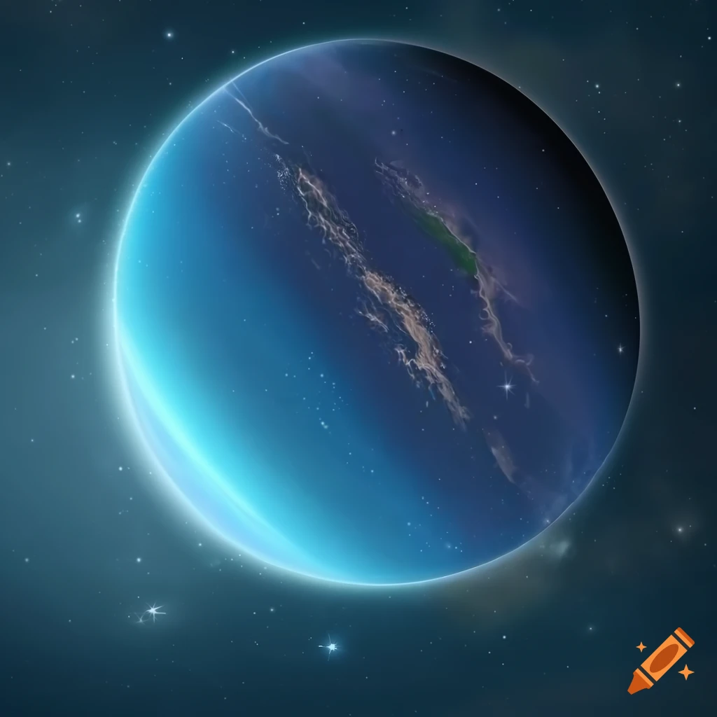 Blue ocean planet in space on Craiyon