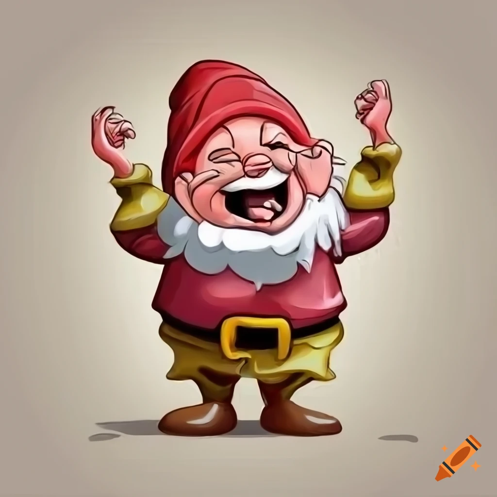 Cartoon of a laughing dwarf on Craiyon