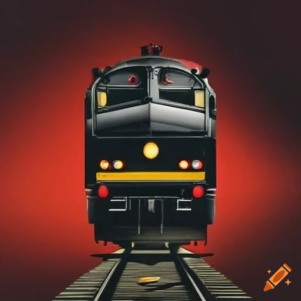 Scenic view of a black train crossing a hillside on Craiyon