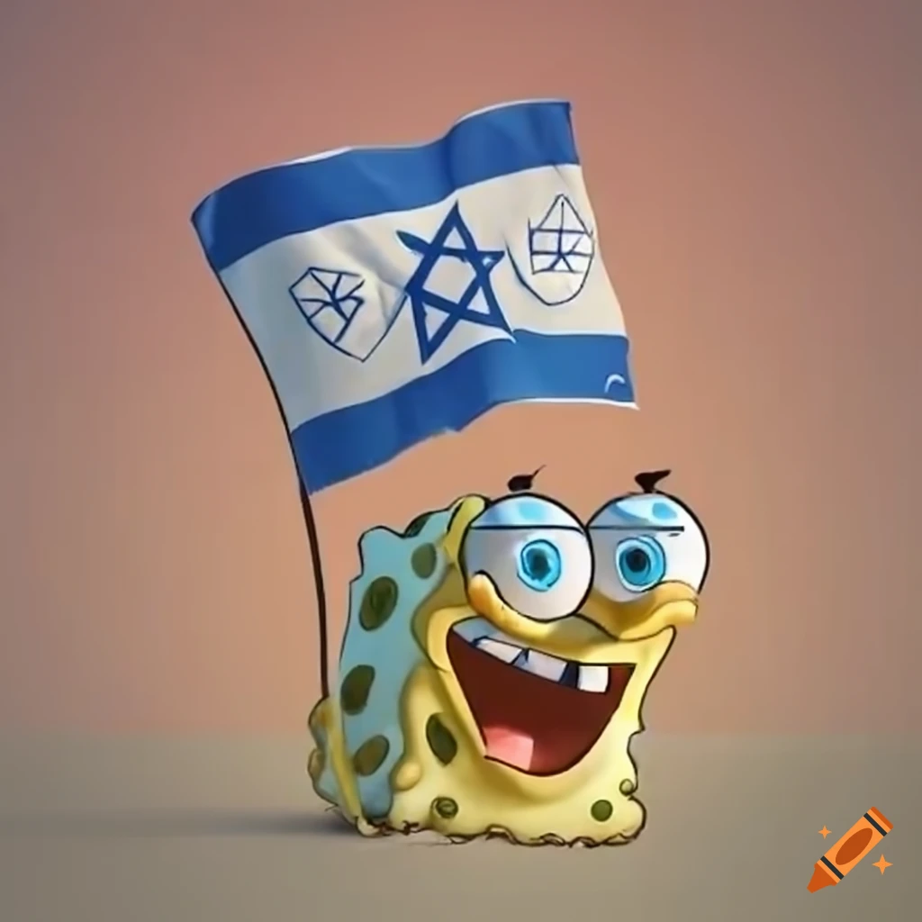 Satirical image of israel flag as bob sponge on Craiyon