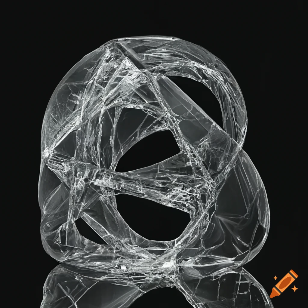 3-D organic geometric sculpture with dark voids on Craiyon