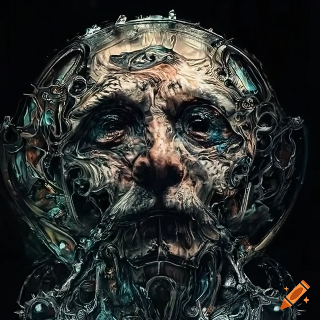 Gears inside a transparent portrait of leonardo davinci on Craiyon