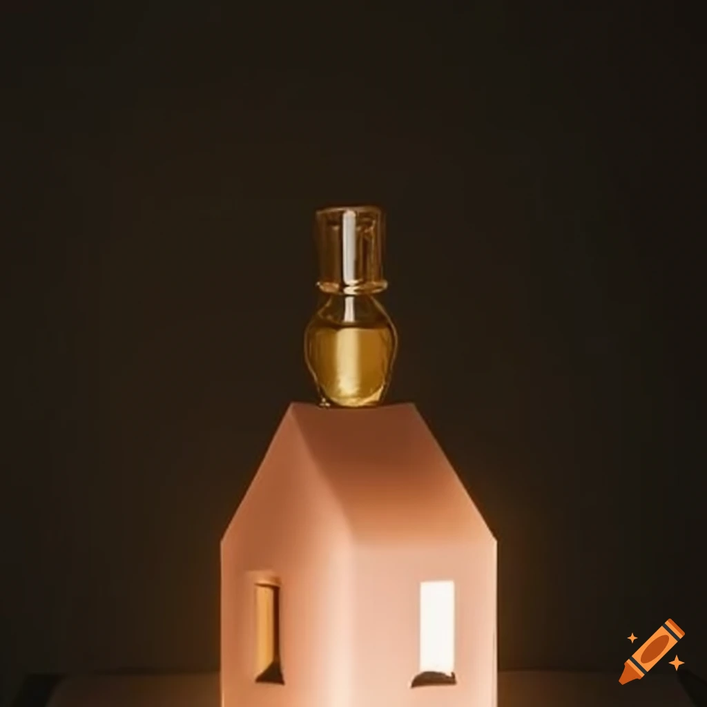 Acne perfume bottle shaped like a house