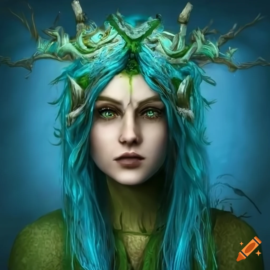 Image of a blue and green themed woodelf druid
