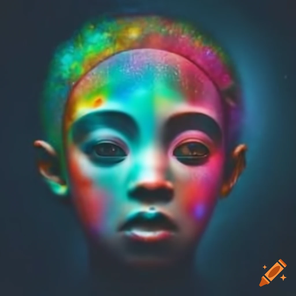 Opal gemstone human face sculpture on Craiyon