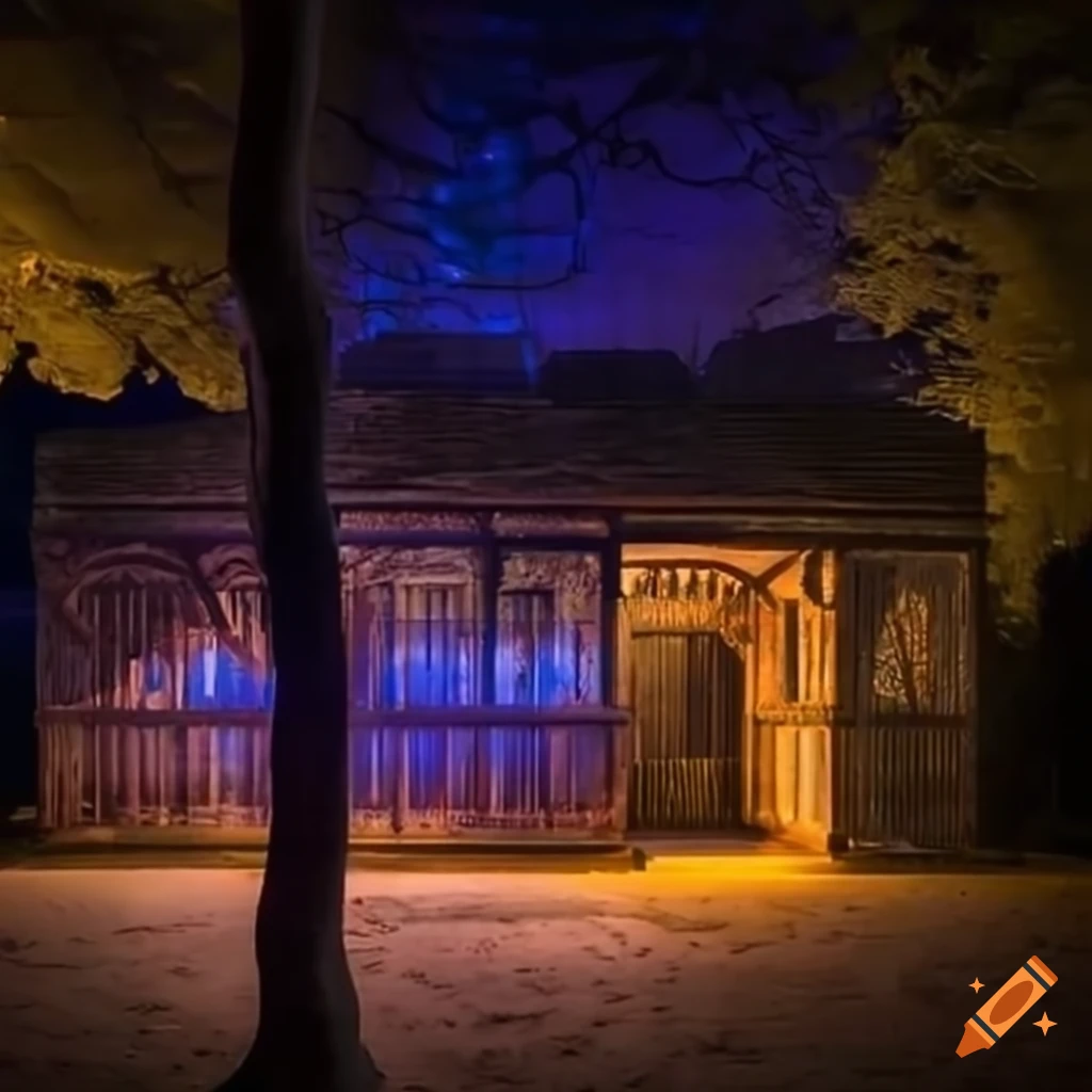 Night view of a zoo's nocturnal house on Craiyon