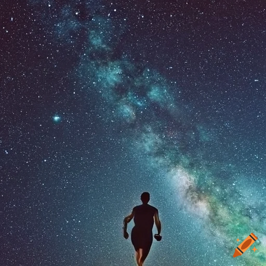 Jogging in space with stars in the background on Craiyon