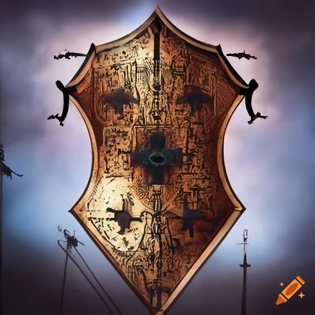 Banner with a flying city emblem on Craiyon