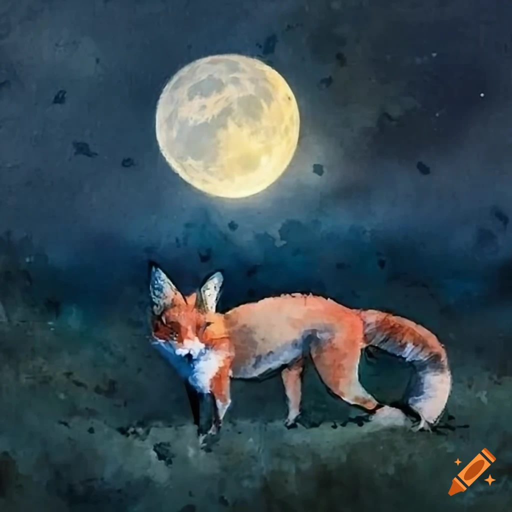 Fox gazing at the moon on Craiyon