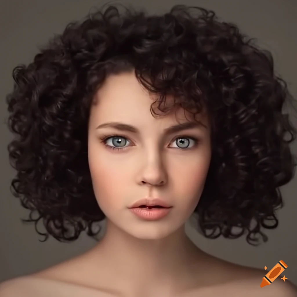 Detailed Portrait Of A Woman With Short Black Curly Hair On Craiyon