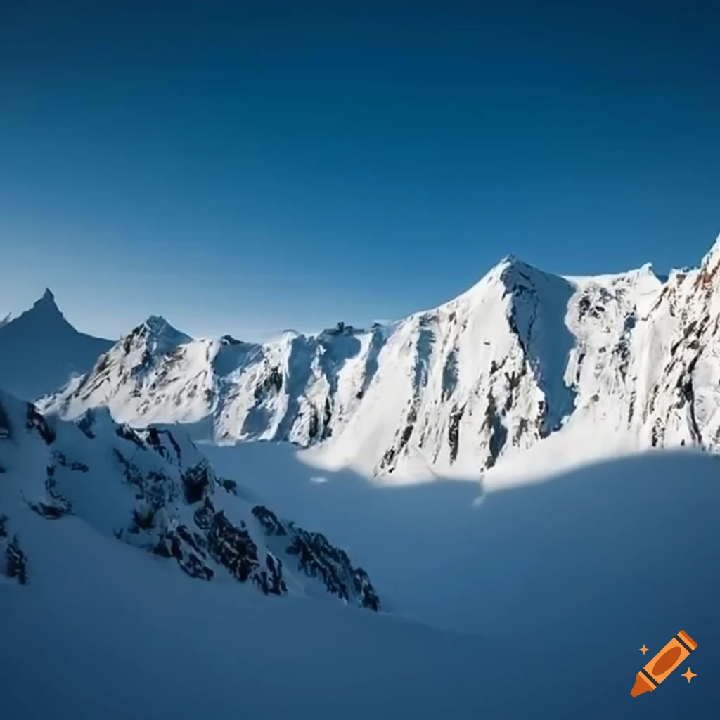 Snowy mountains scenery on Craiyon