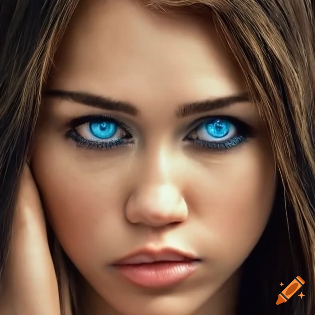 High-resolution portrait of a beautiful woman with blue eyes