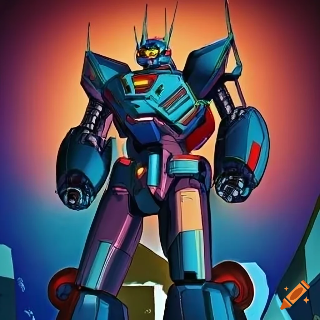 Retro-futuristic giant robot design on Craiyon