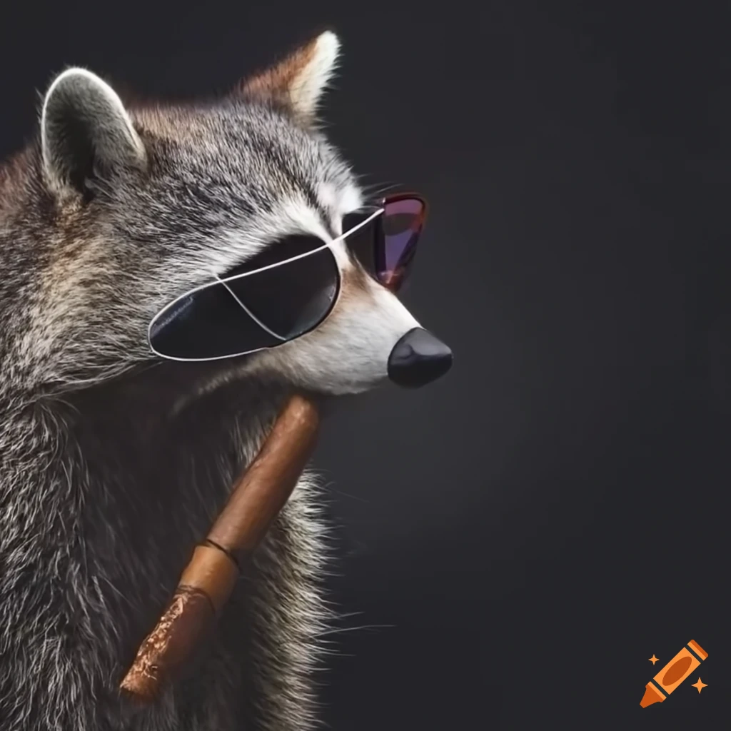 Cool raccoon with sunglasses and cigar on Craiyon