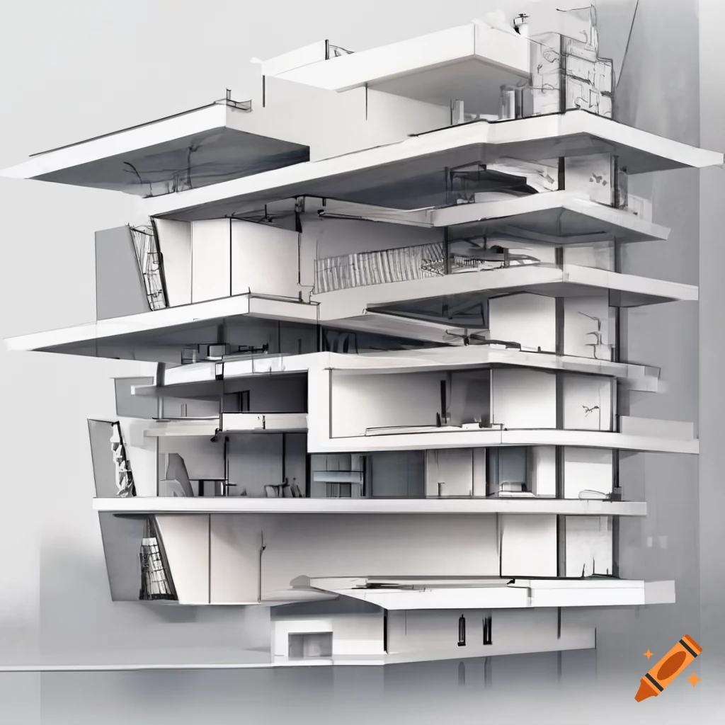 Abstract architectural plans on Craiyon