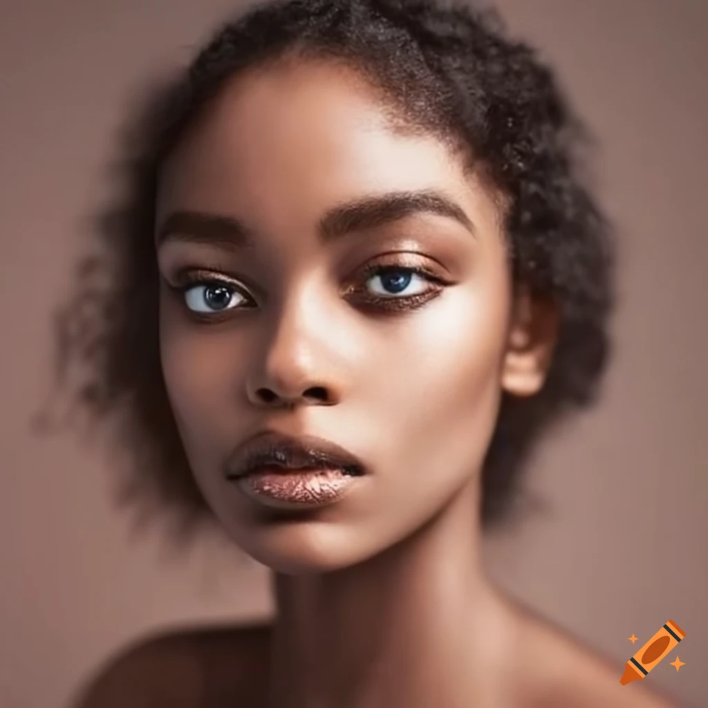 Portrait of a powerful girl with dusky skin and intense eyes on Craiyon