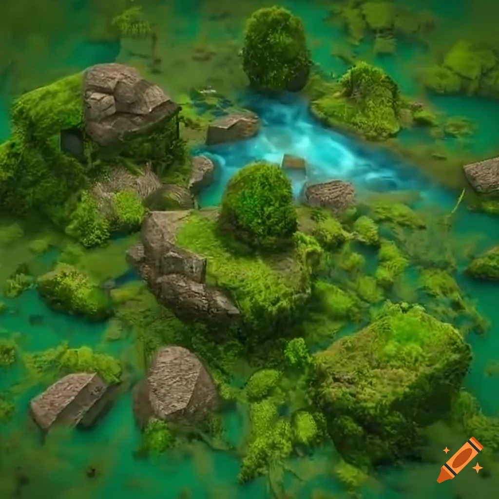 3d rendered image of an overgrown forest ruins