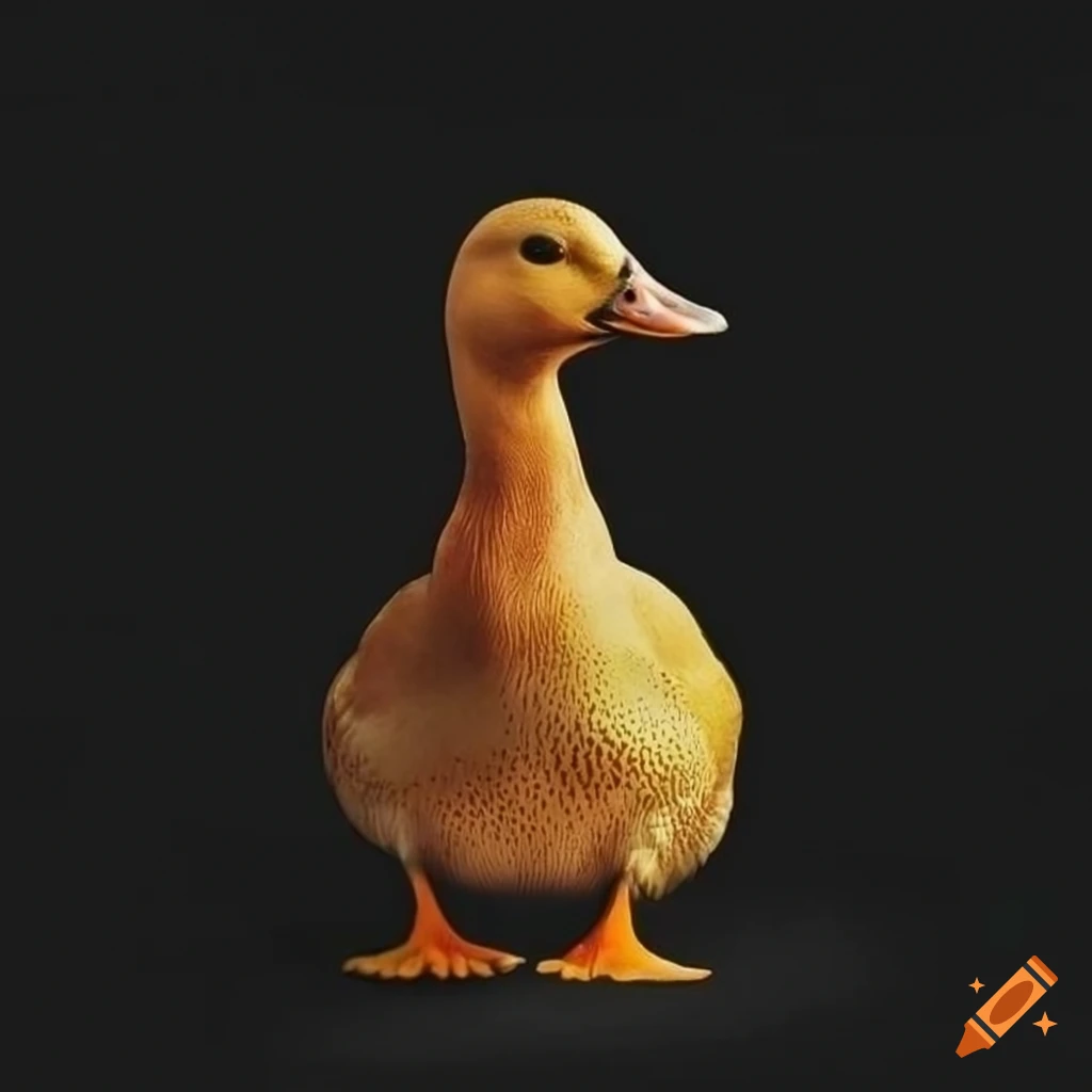 Golden low poly duck on black background
