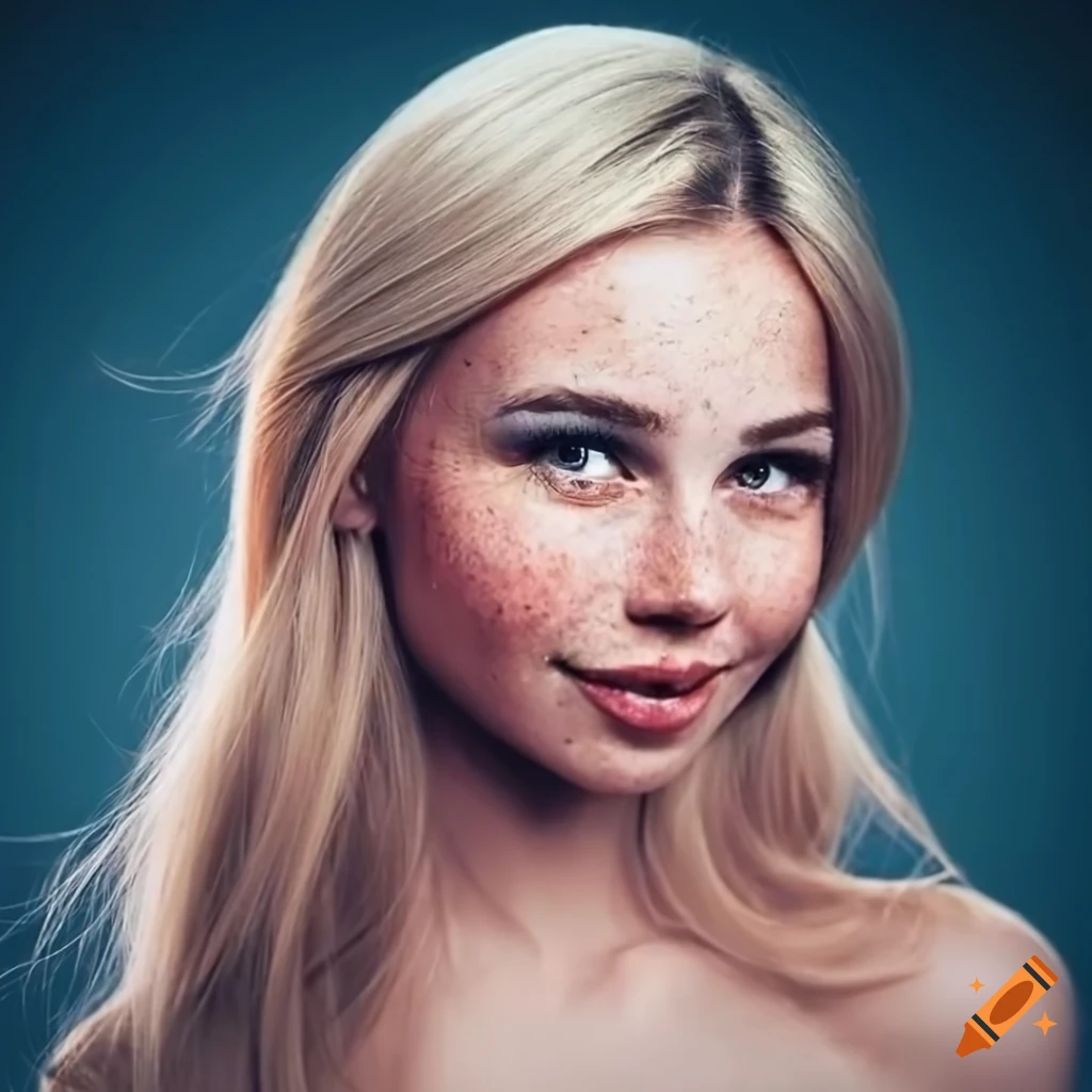 Portrait Of A Smiling Woman With Freckles On Craiyon
