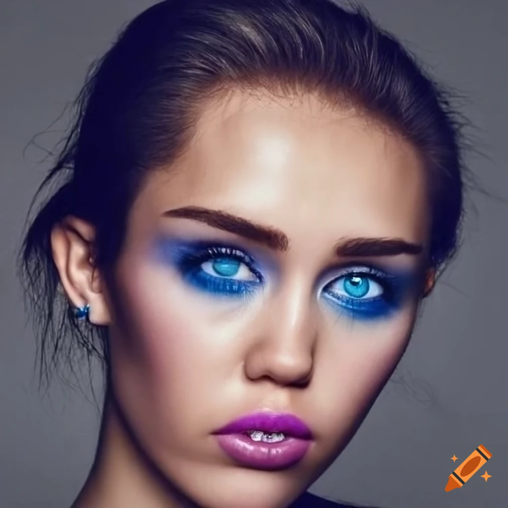 Beautiful portrait of a woman with tan skin and blue eyes