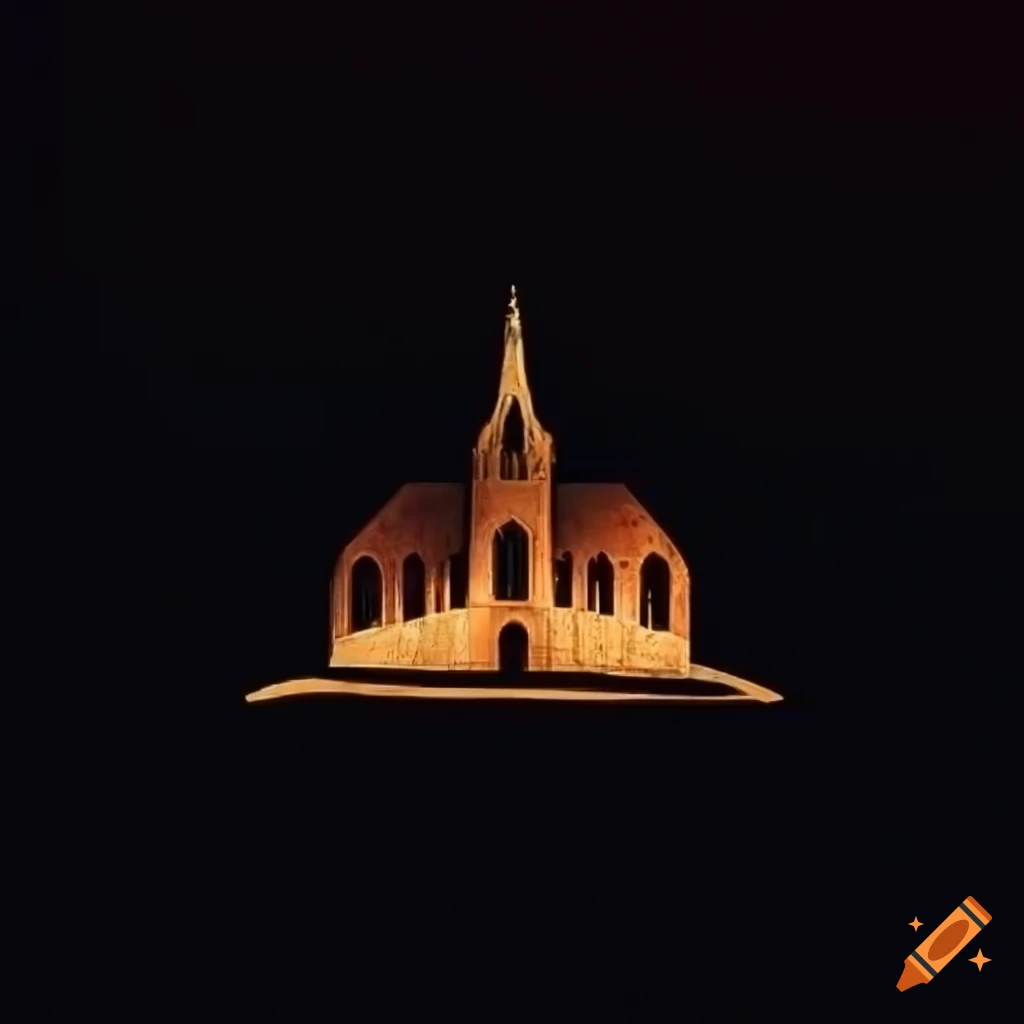 Illusory architectural logo of a cathedral-like cabin