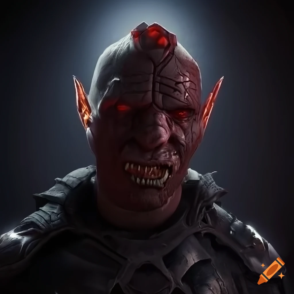 Portrait of a futuristic cyborg with red hair and red eyes on Craiyon