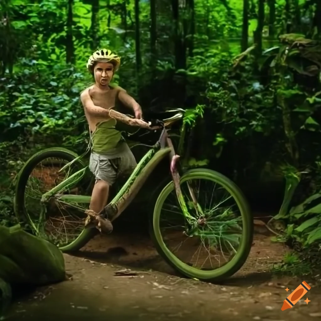 Jungle-themed bike with a monkey riding it
