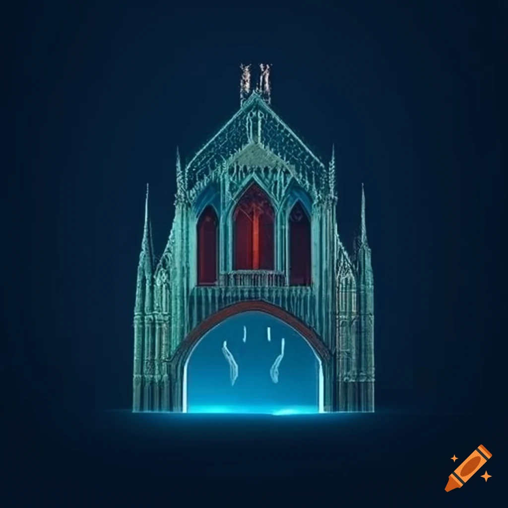 Illusory logo of a cathedral-like cabin on Craiyon