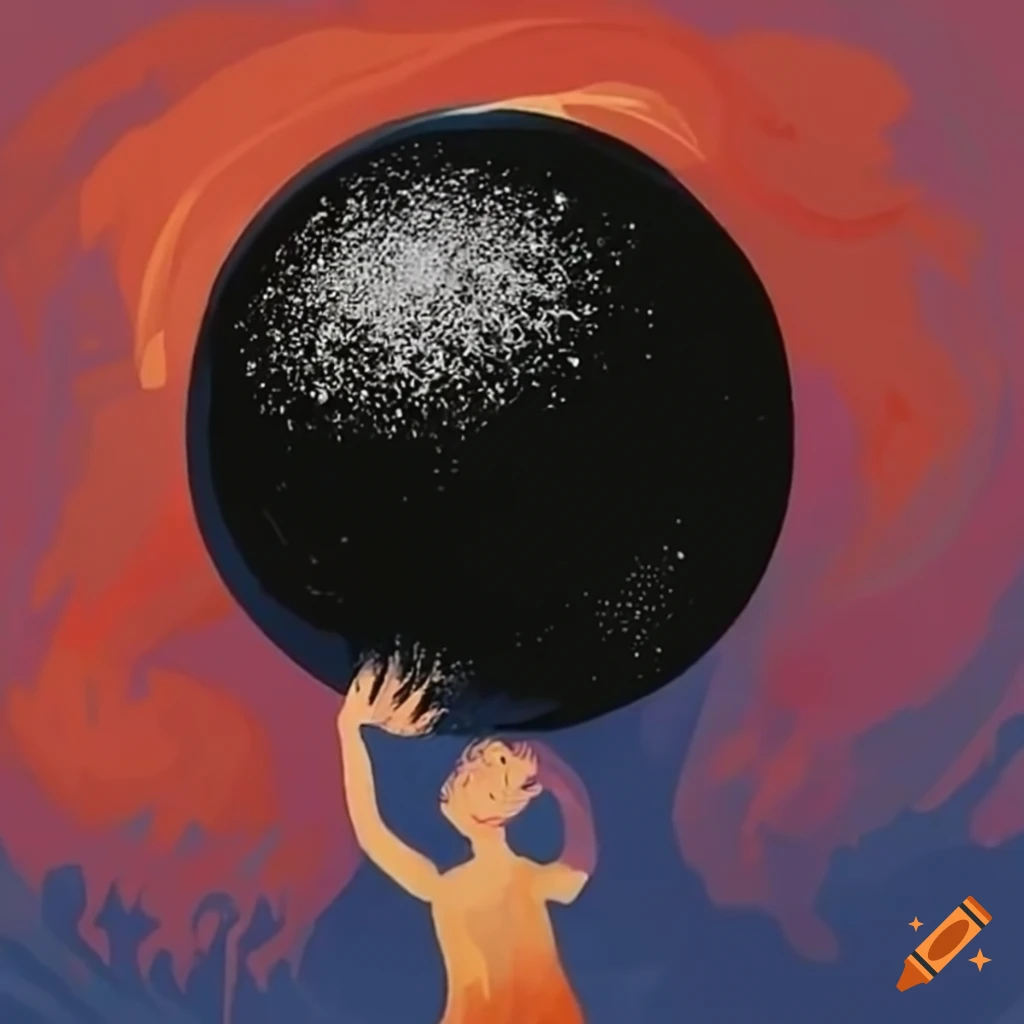 Metaphorical image of daughter throwing black ball to father on Craiyon