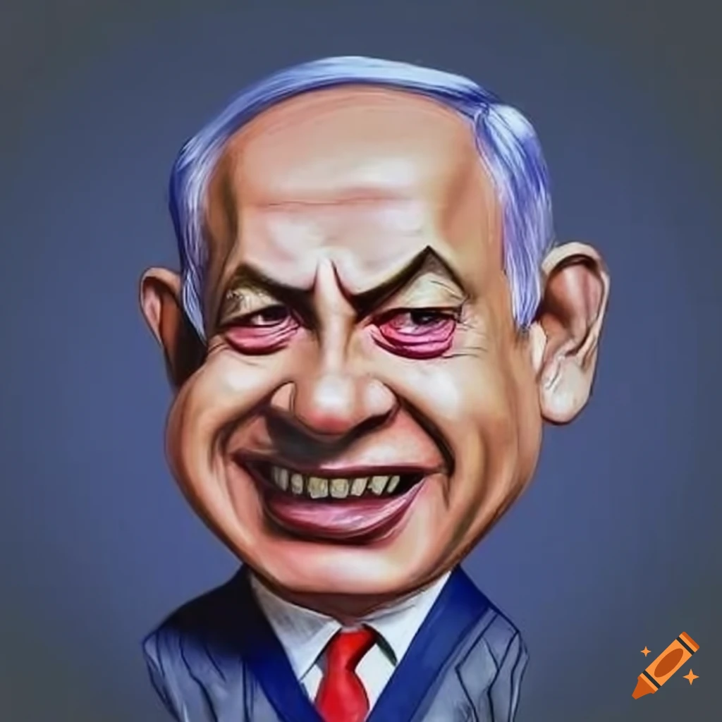 Caricature of netanyahu with sharp teeth on Craiyon