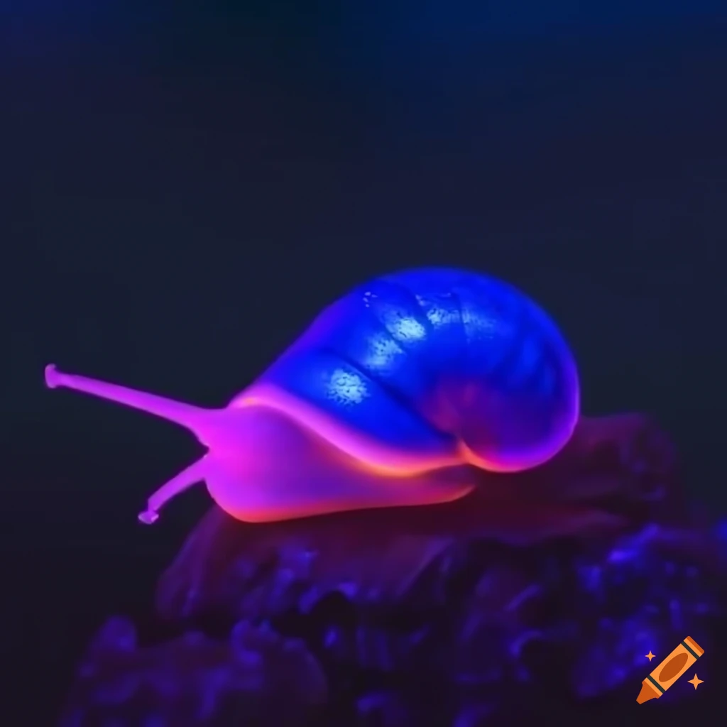 Vibrant neon snail on a synthesizer